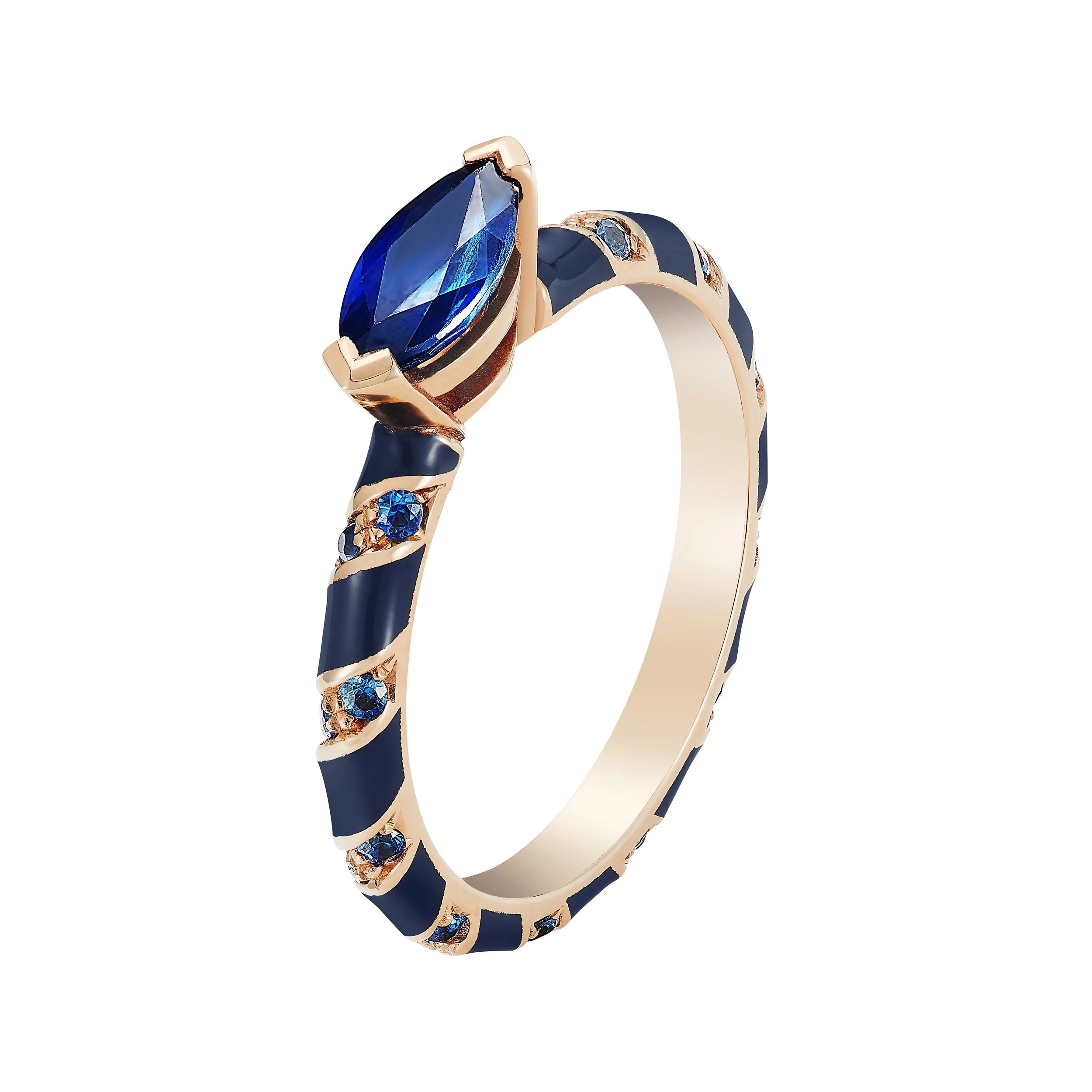 Memphis Candy| Lacquer Enamel Ring | Blue Sapphire Pave Ring | Alice ...