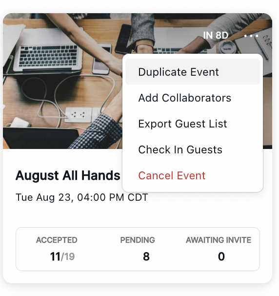 Duplicate an Event — Gatsby Help, Tutorials & Documentation Duplicate an Event — Gatsby Help, Tutorials & Documentation