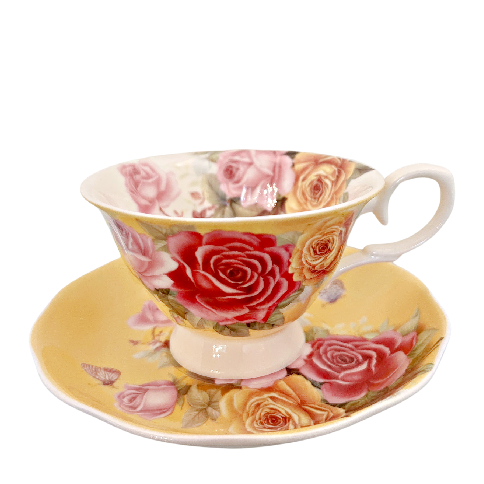 Rose Bouquet Yellow Cup and Saucer — Paris In A Cup Tea Shop