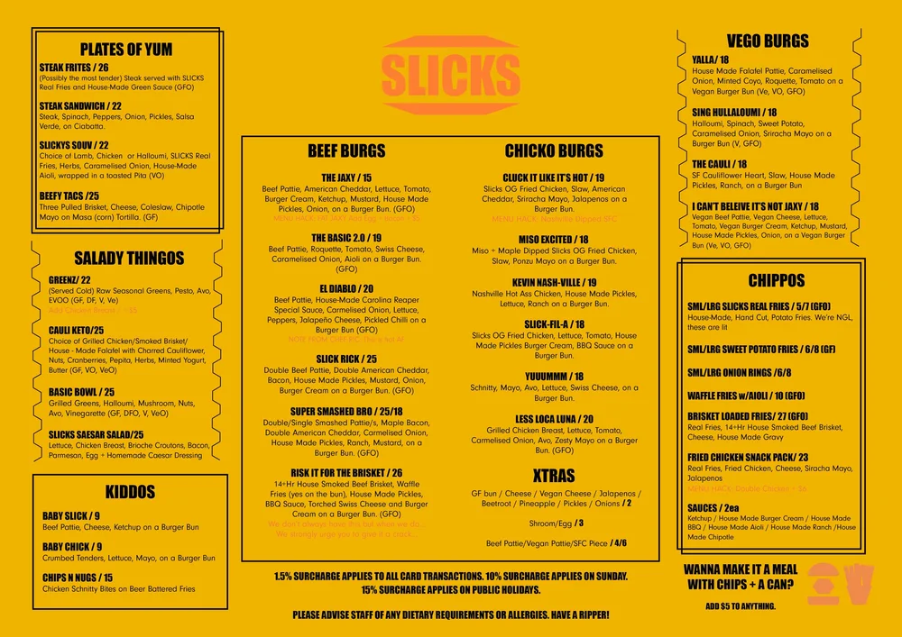 MENU — SLICKS LENNOX