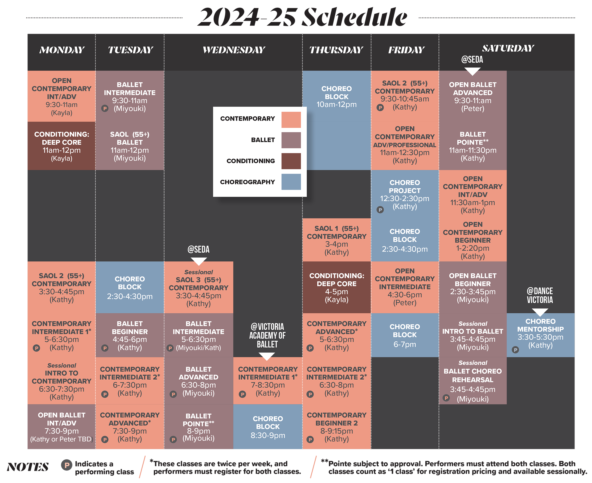 Weekly Schedule — Seda Dance