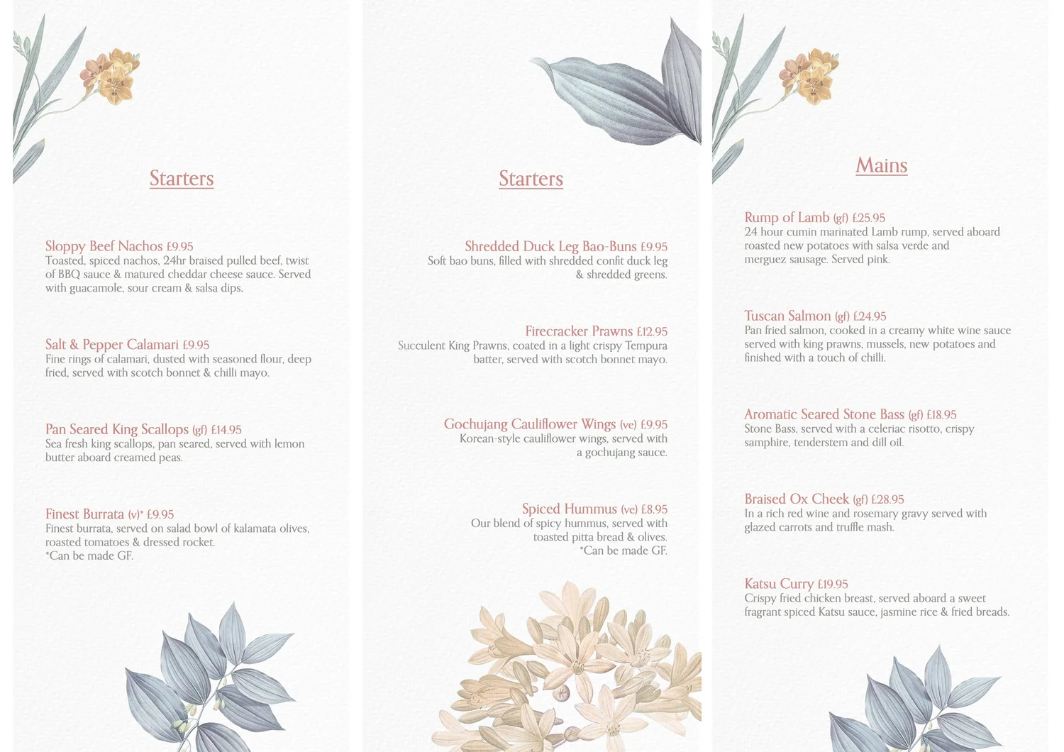 Main Menu - A La Carte — Bloom