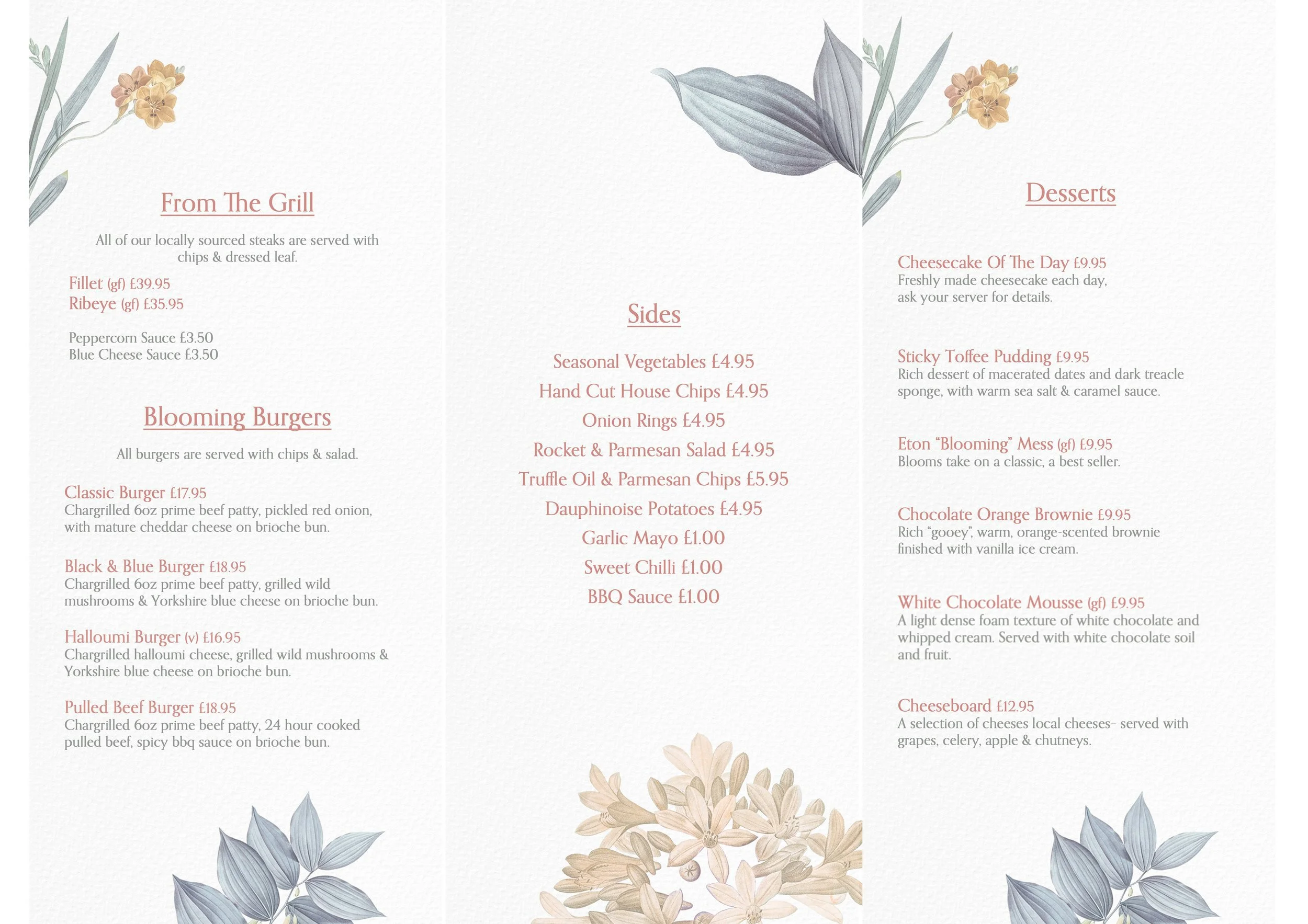 Main Menu - A La Carte — Bloom