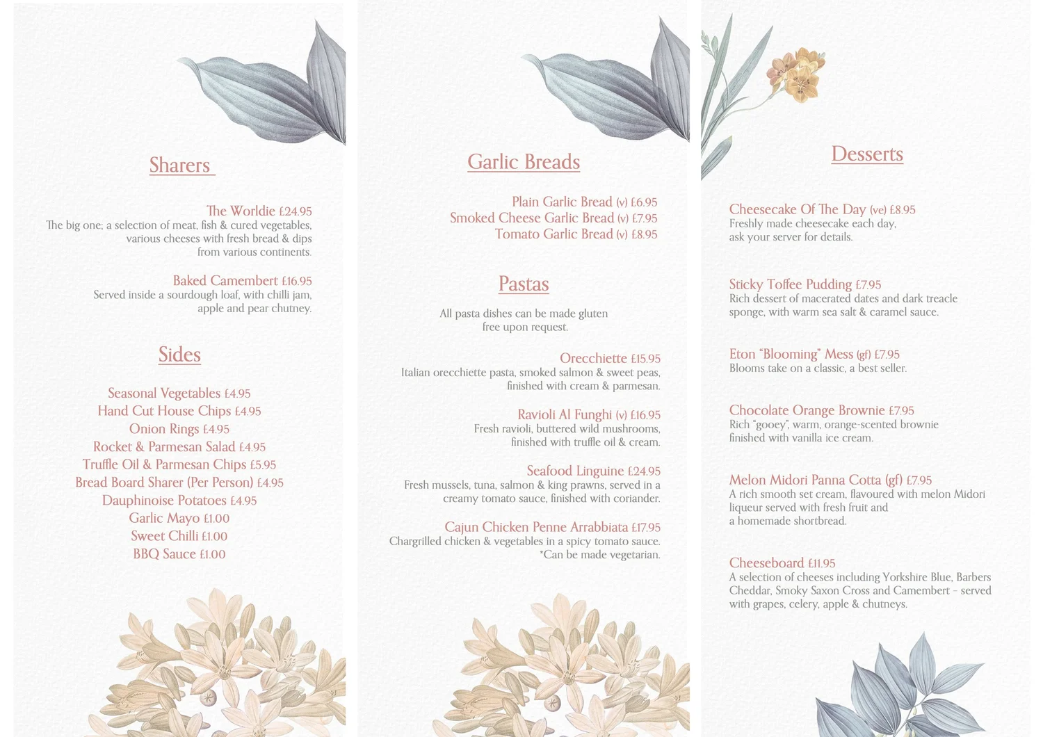 Main Menu - A La Carte — Bloom