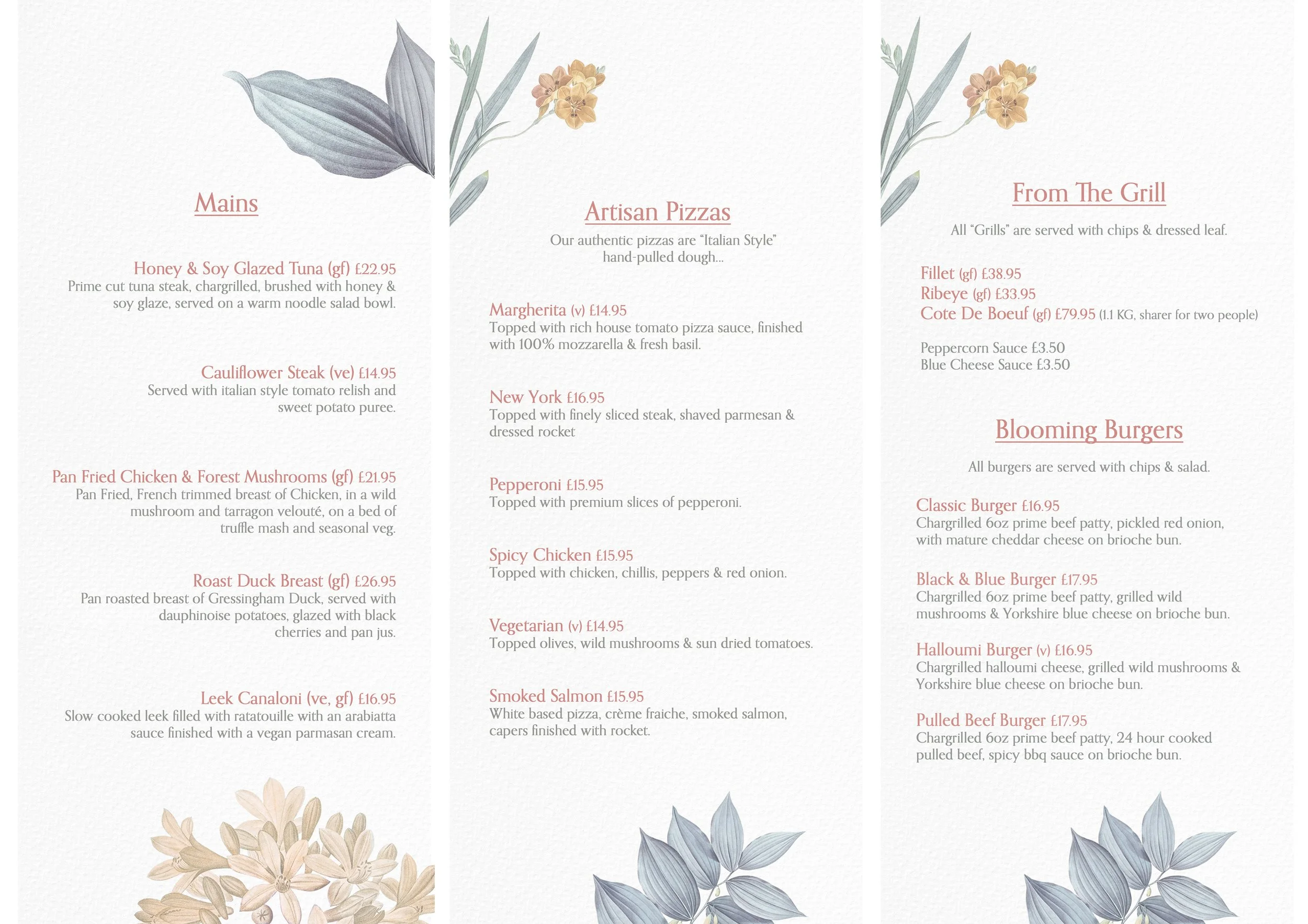 Main Menu - A La Carte — Bloom