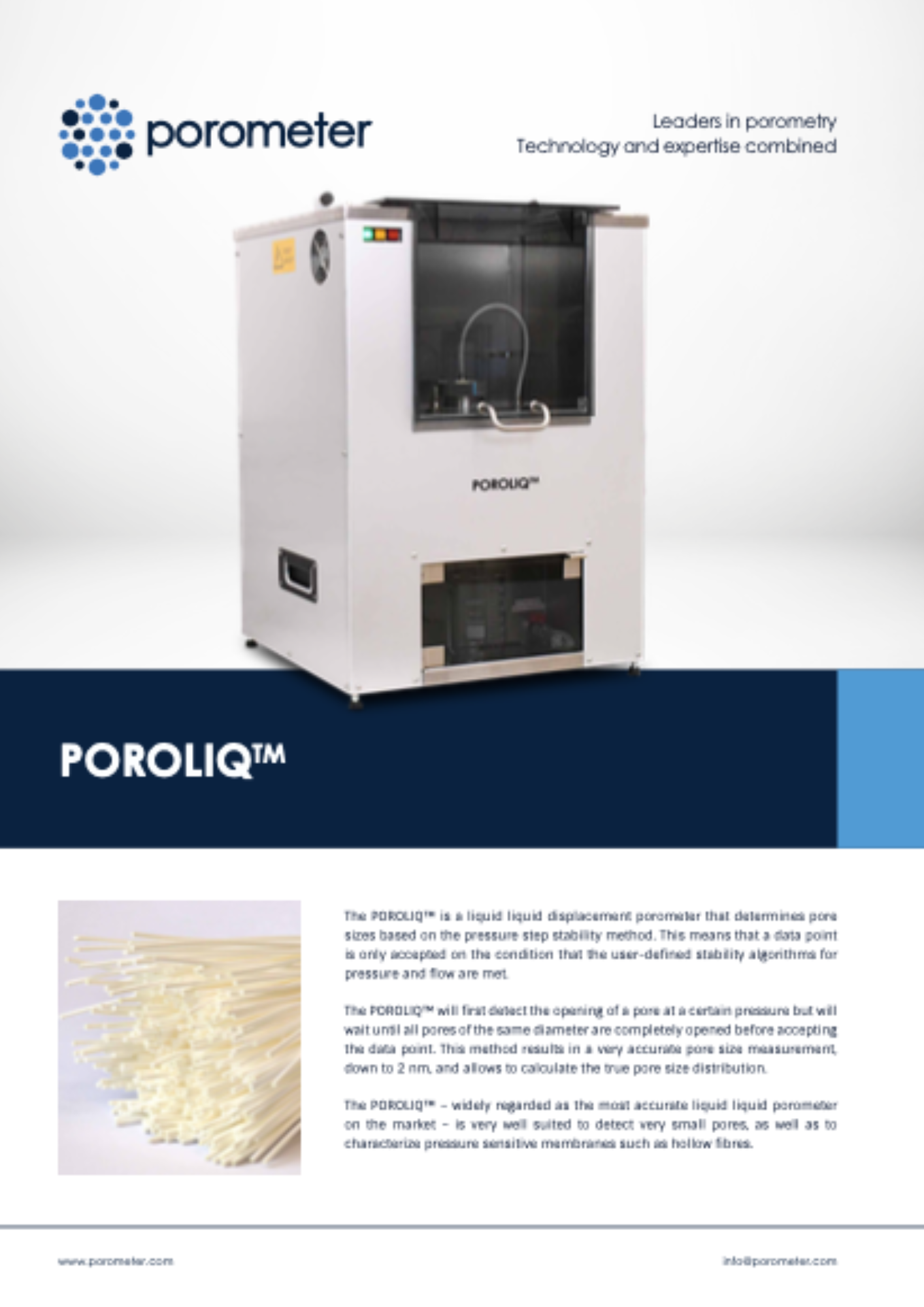 Porometer - pore size distribution and capillary flow porometry measurement