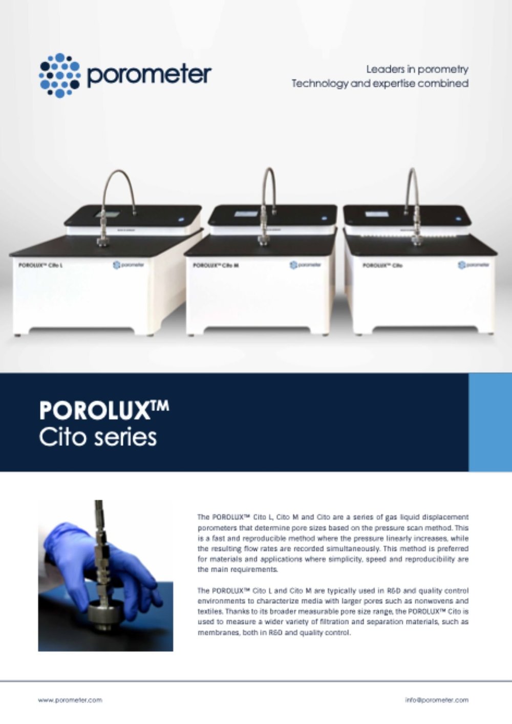 Porometer - pore size distribution and capillary flow porometry measurement