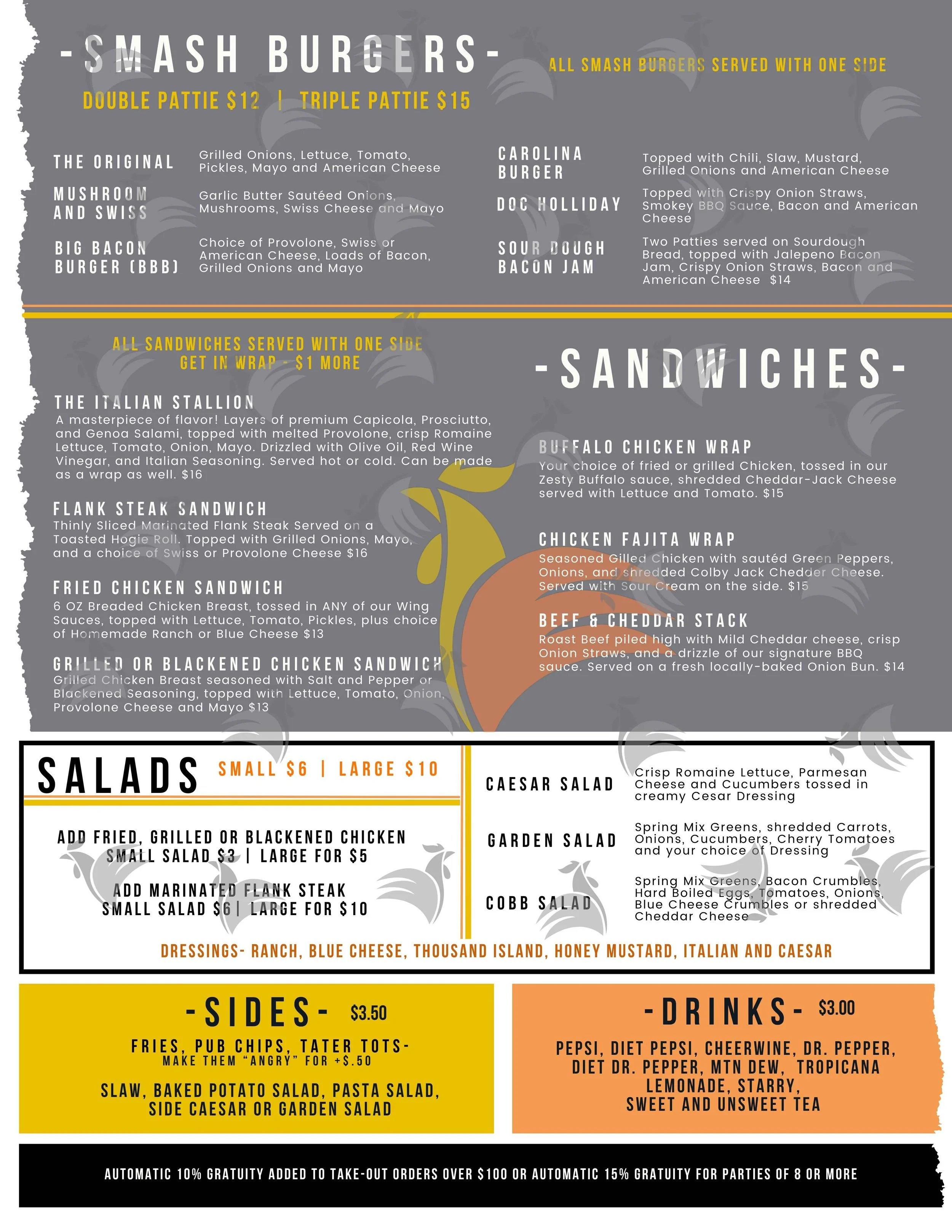 Menu 1 — Just Wing It Backstreet Bar and Grill