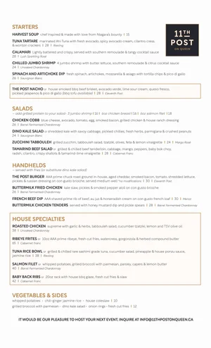 Niagara-on-the-Lake Restaurant | 11TH POST Menu — 11th Post