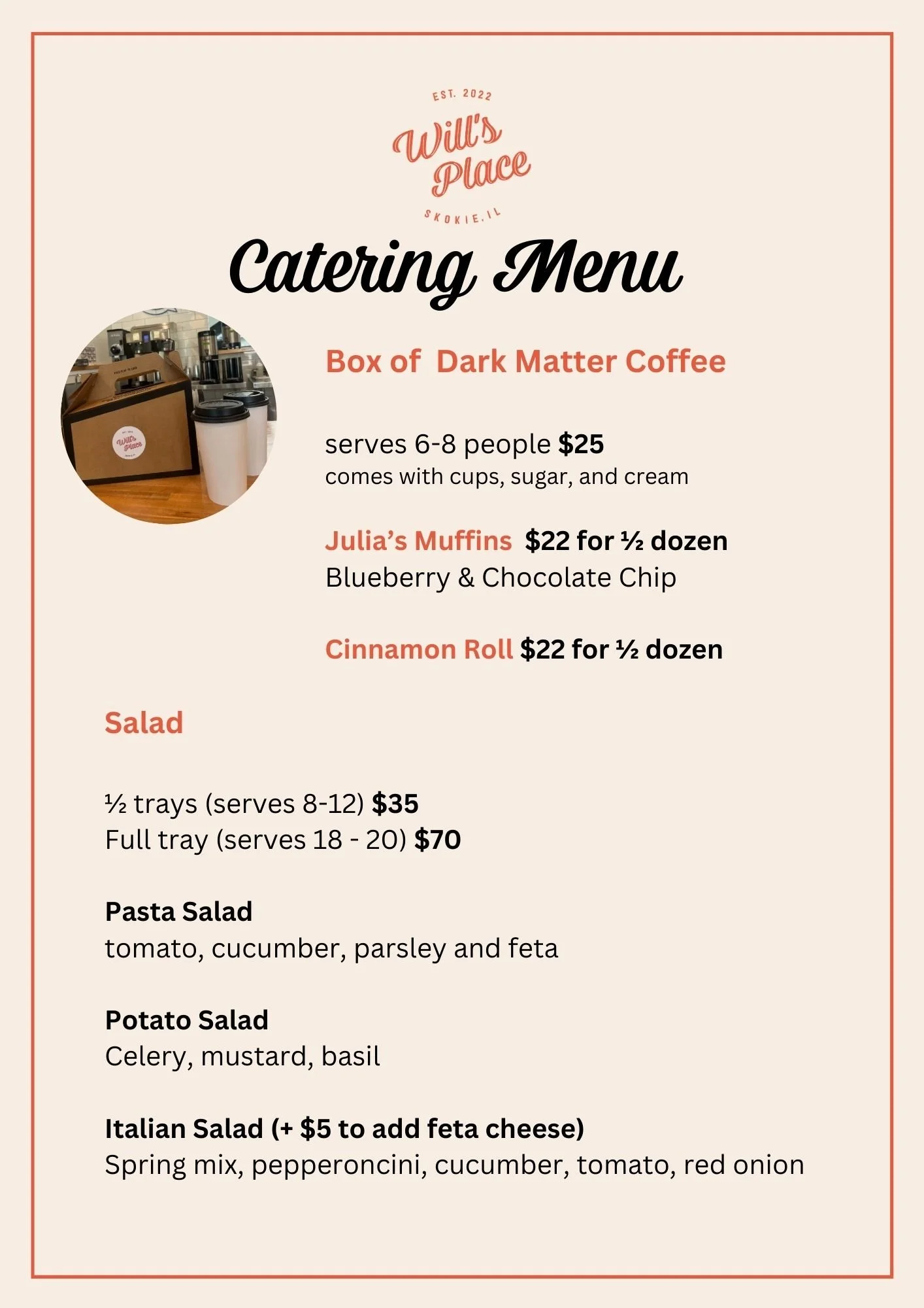 Catering — Will's Place
