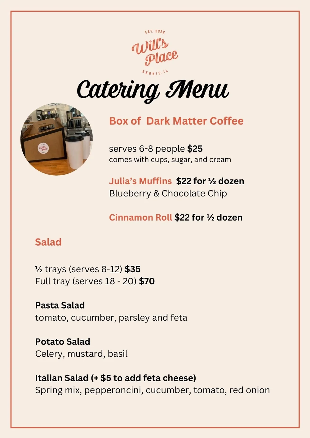 Catering — Will's Place