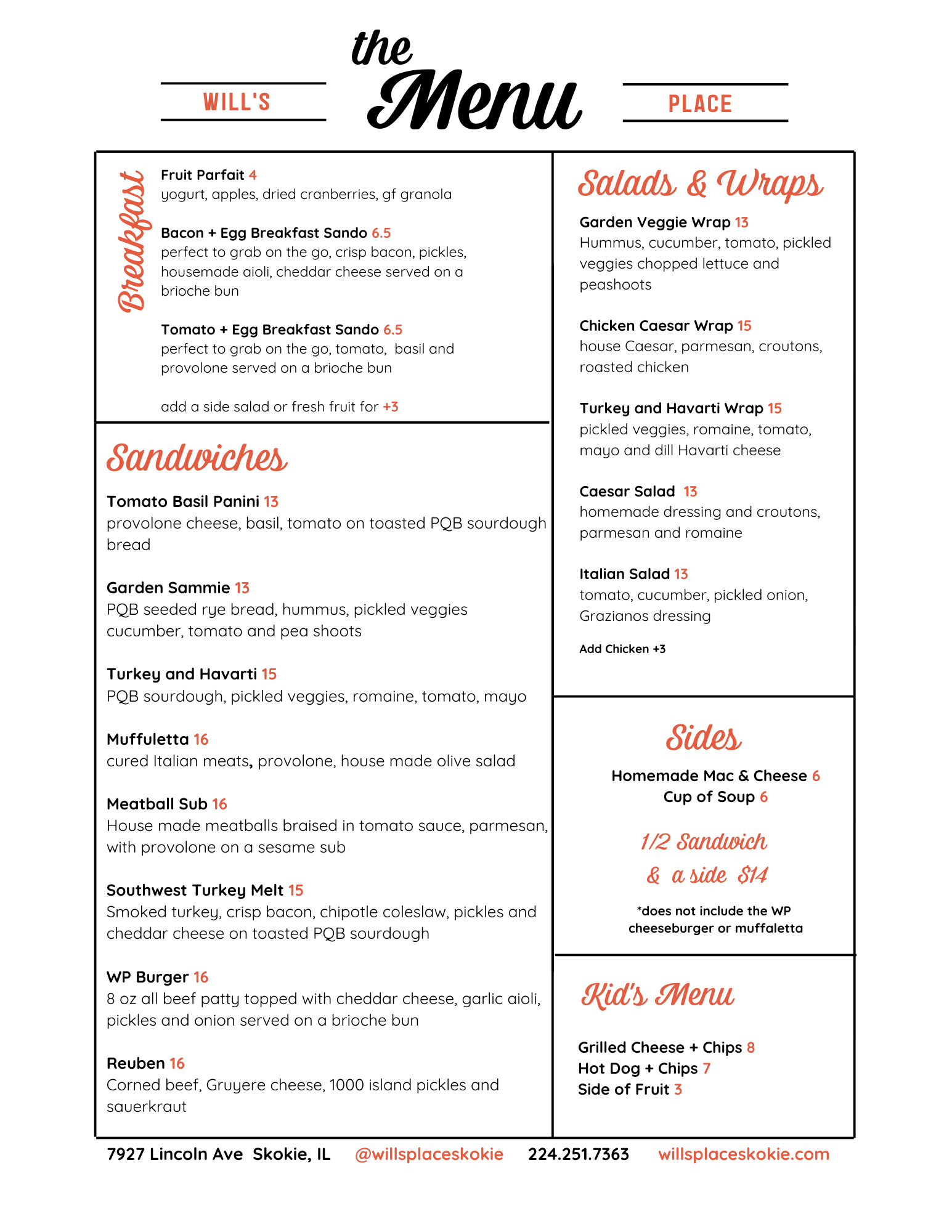 Place your order — Will's Place