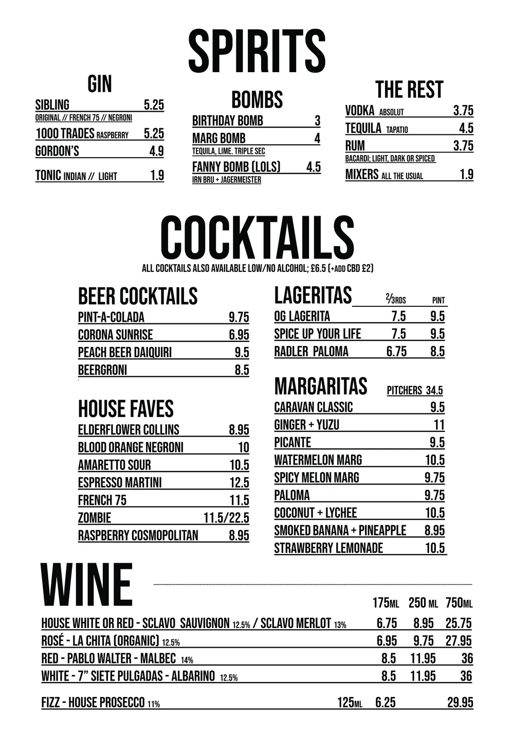 Menu — Planet Caravan