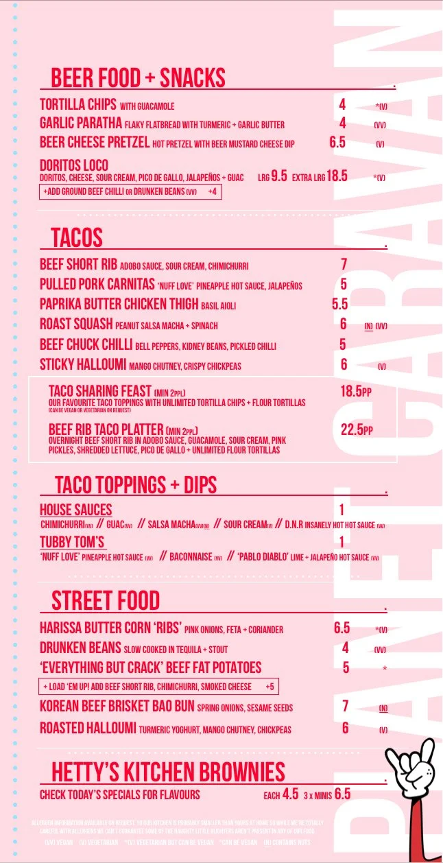 Menu — Planet Caravan