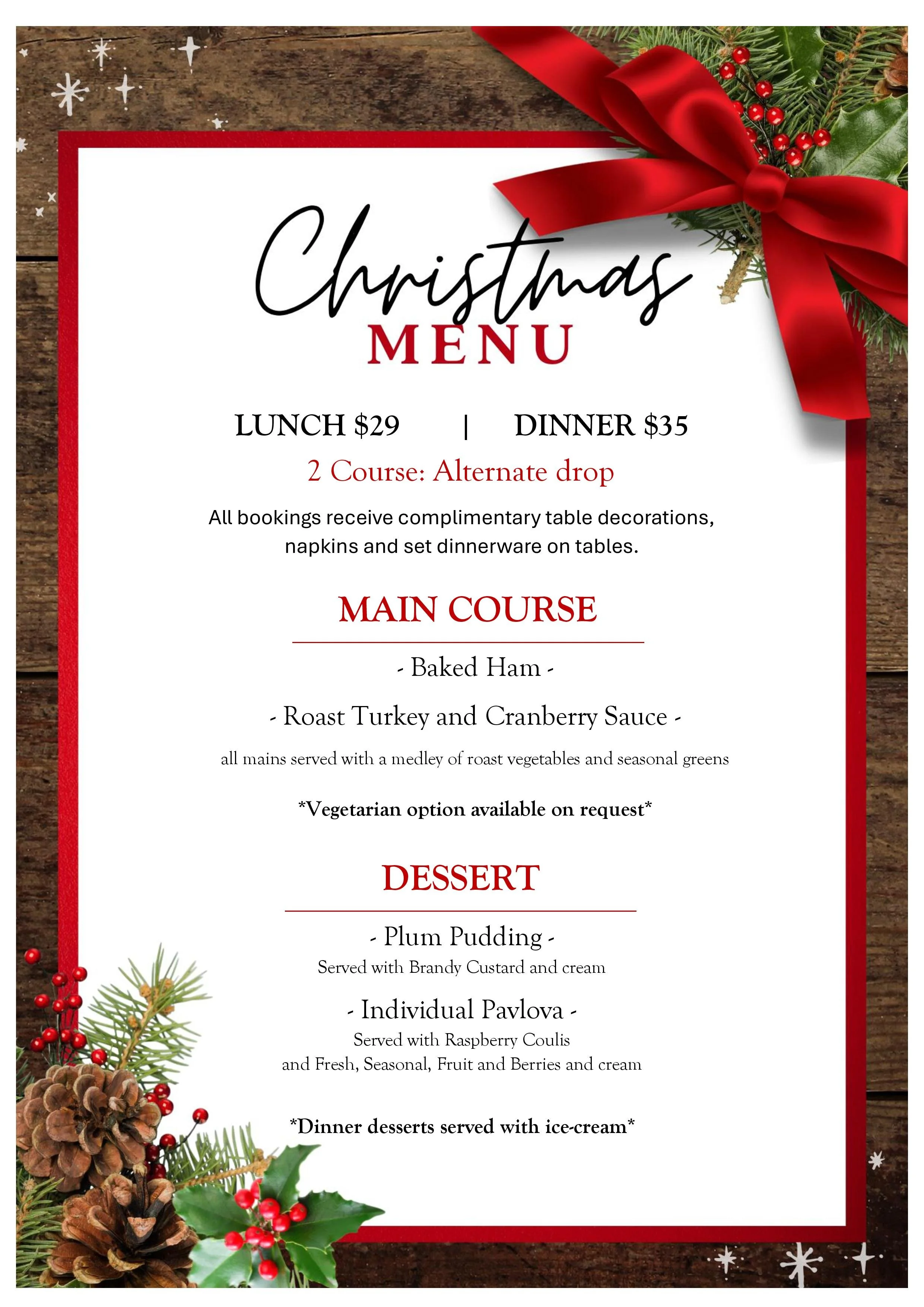 Menu — Horsham RSL