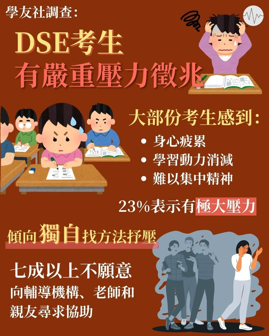 學友社調查：DSE考生有嚴重壓力徵兆 傾向獨自找方法抒壓 — 低聲道 The Voice