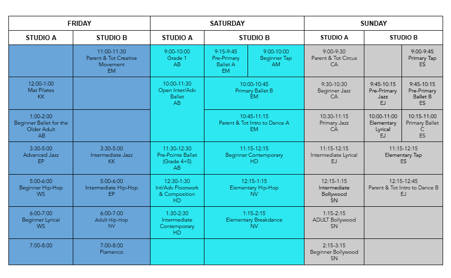 Term Schedule — Kingston School of Dance