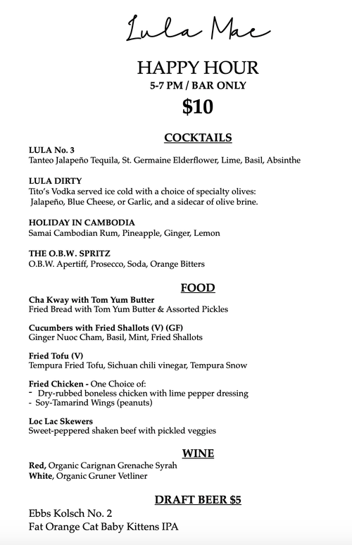Menu — Lula Mae
