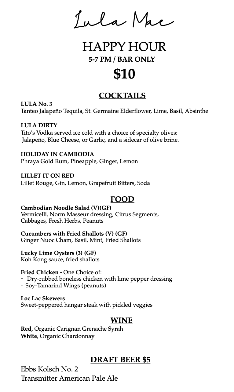 Menu — Lula Mae
