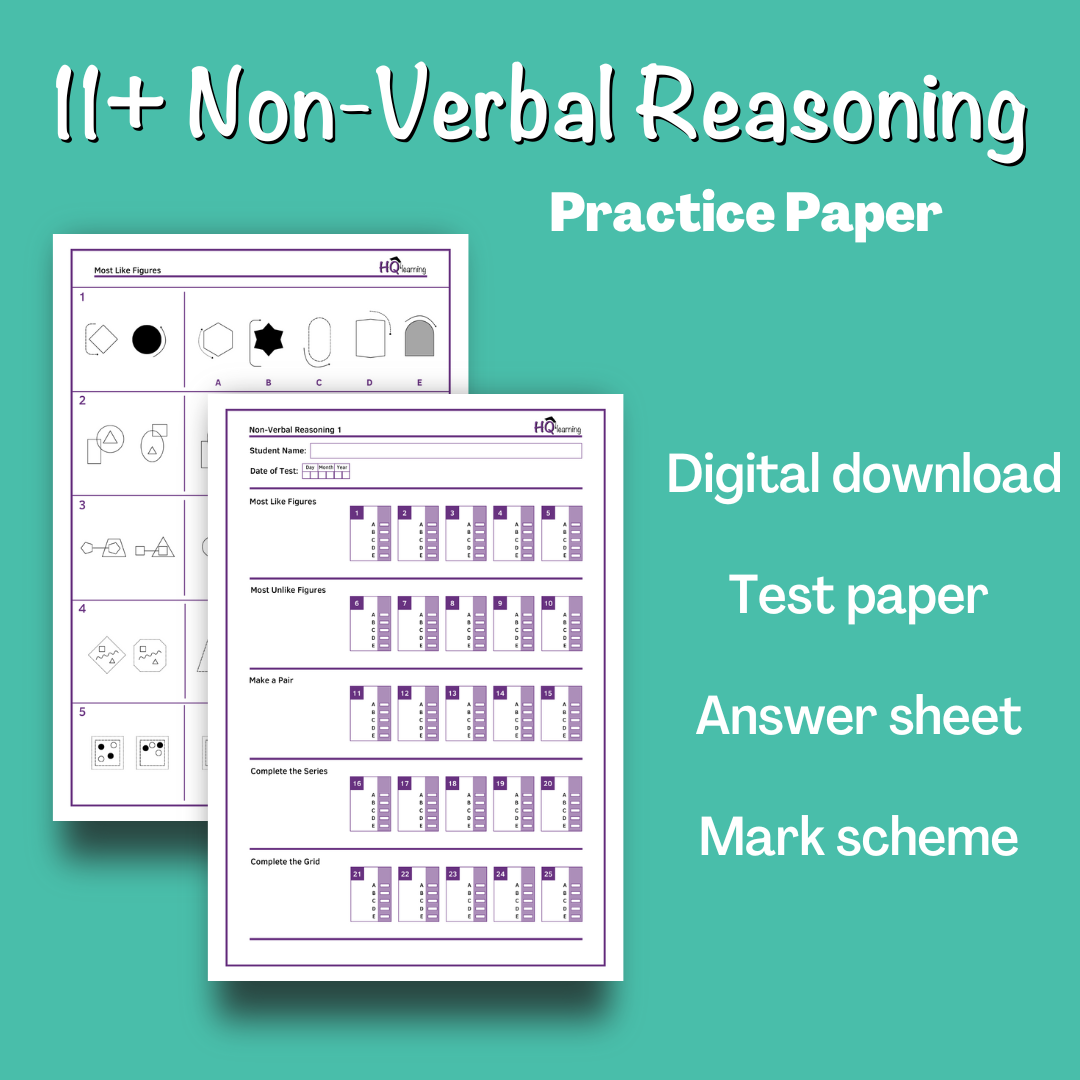 11+ Non-Verbal Reasoning Practice Paper — HQ Learning Rugby