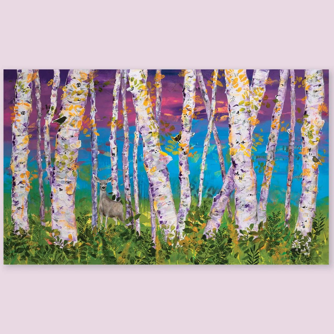 Aspen Forest with Deer Mixed Media Art — Ruth Austin Art