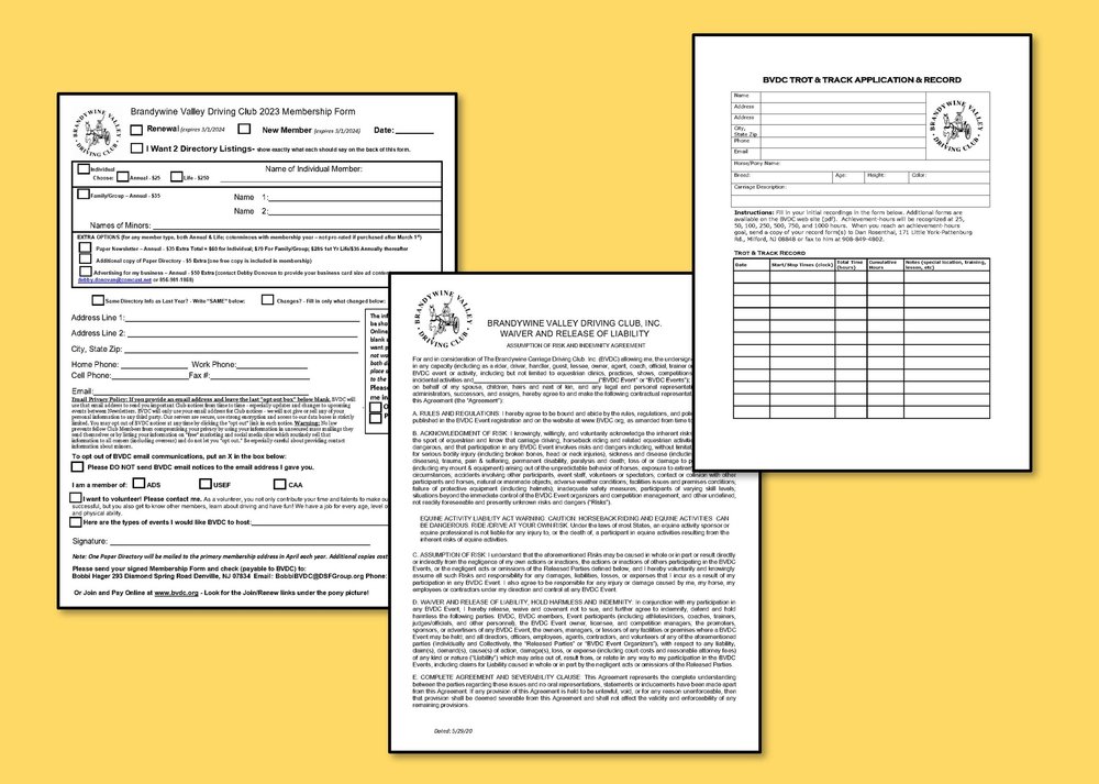 BVDC Forms — Brandywine Valley Driving Club