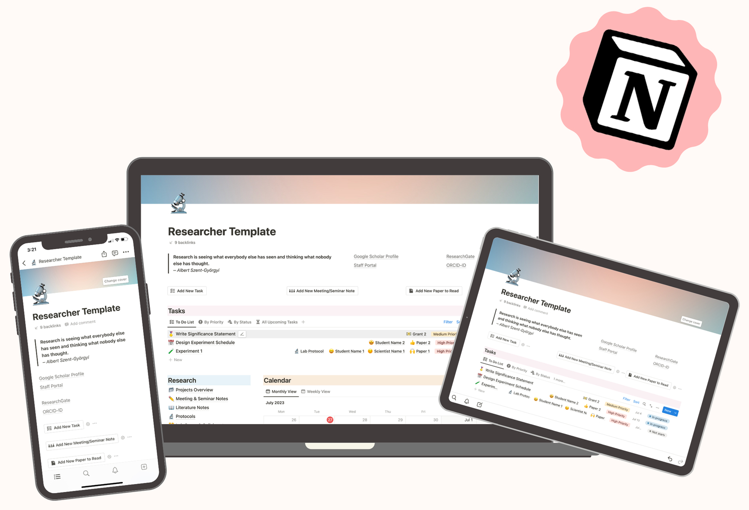 Researcher Organisation Notion Template | Pitch Science