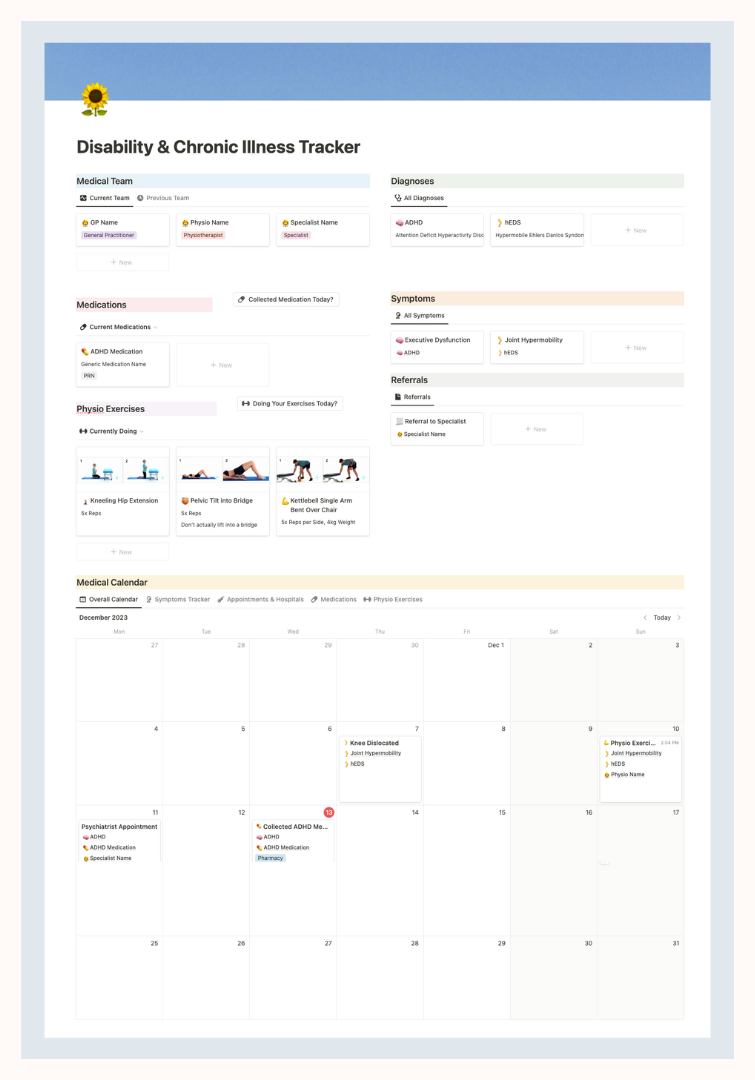 Disability and Chronic Illness Tracker Notion Template | Pitch Science