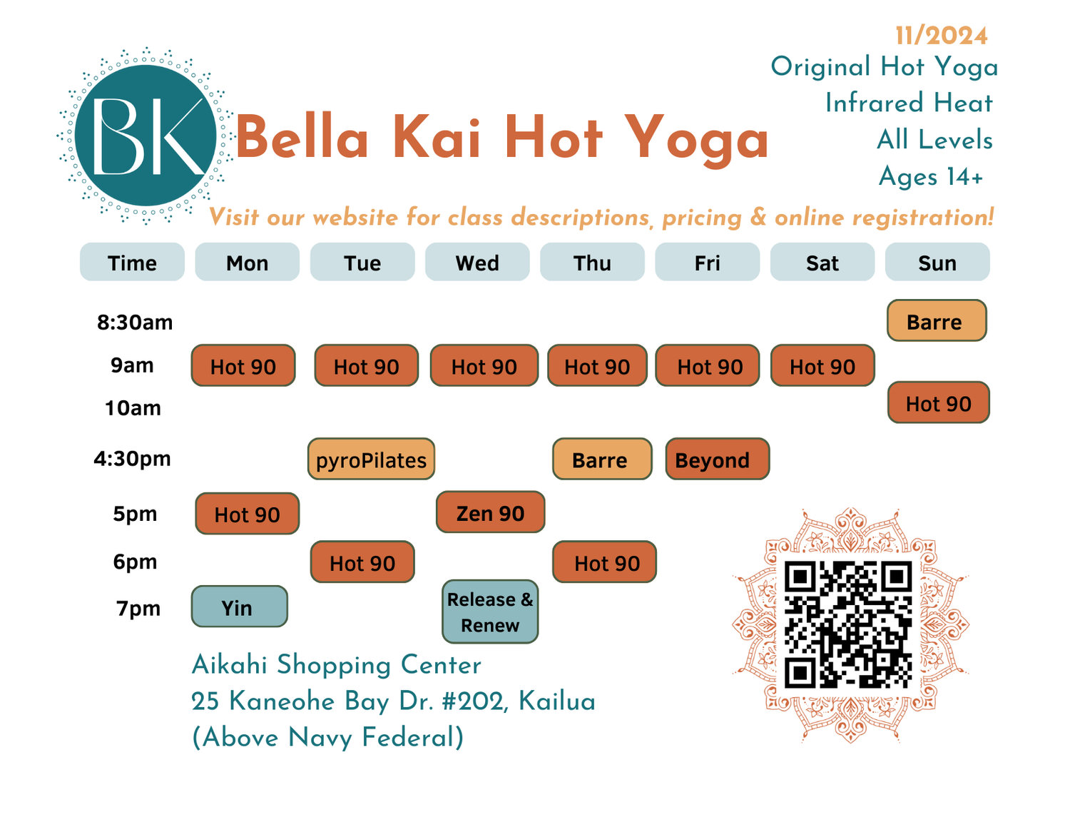 Schedule — Bella Kai Yoga