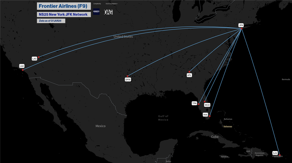 Frontier Airlines NS25 New York JFK Network Additions — AeroRoutes