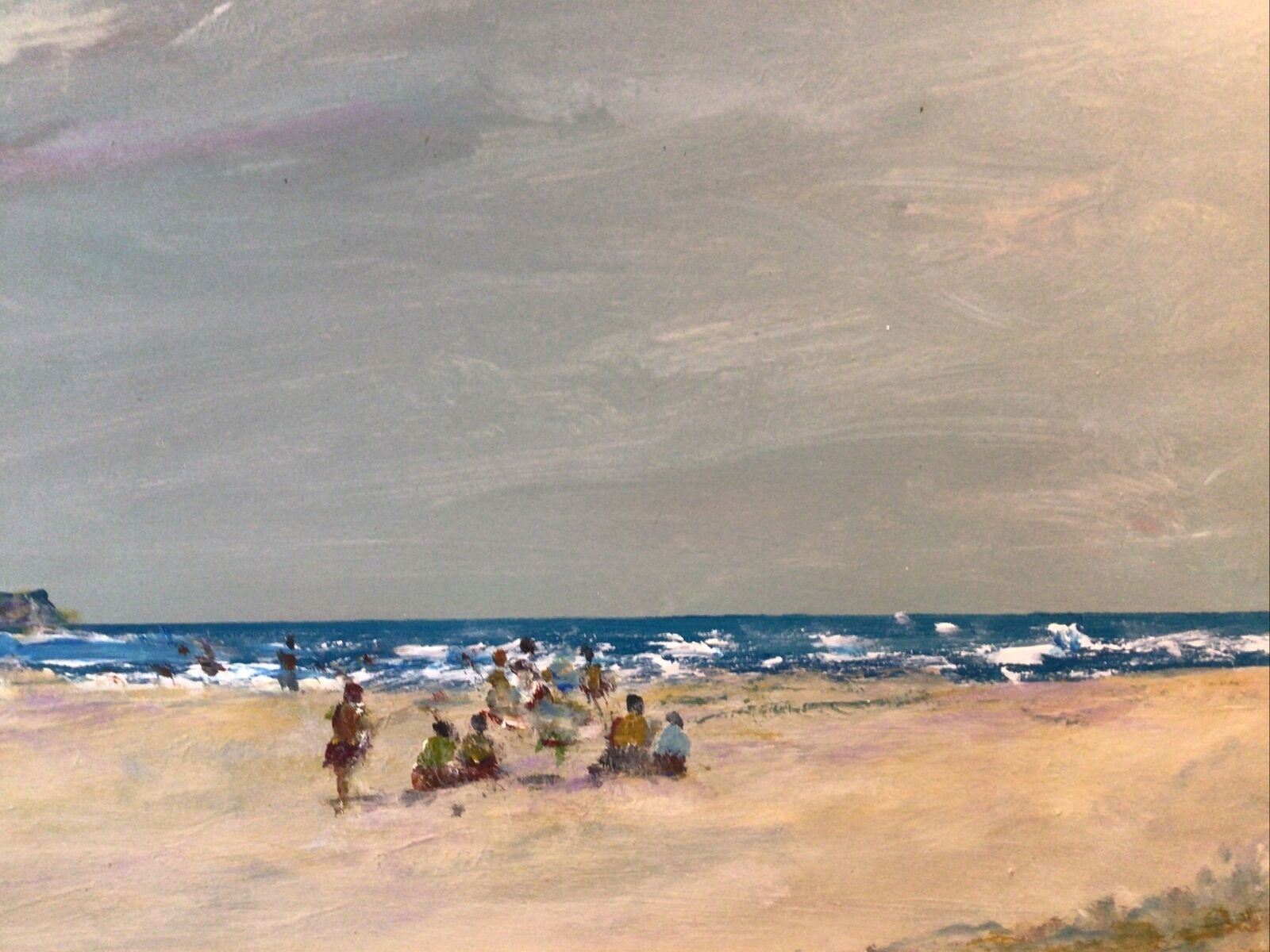 Donald Fraser Large Beach Scene Acrylic Painting — Hatherley Fine Art
