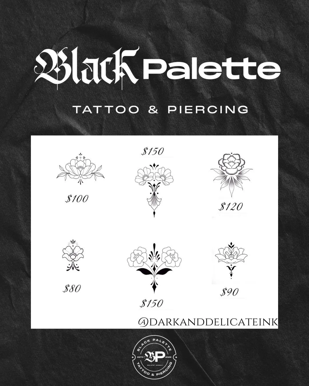 April Flash Tattoo Sale — Black Palette Tattoo & Piercing