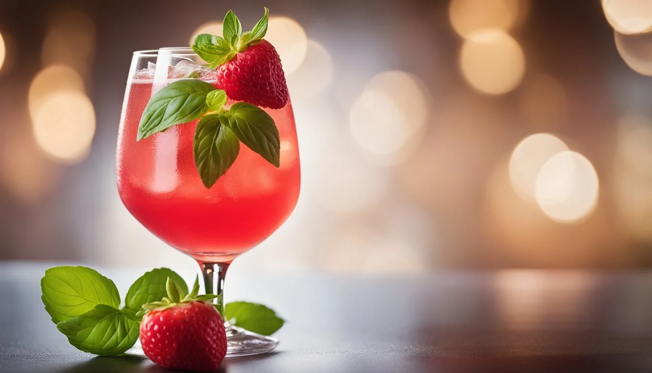 Raspberry Strawberry Basil Spritzer Mocktail: Refreshing Summer Delight