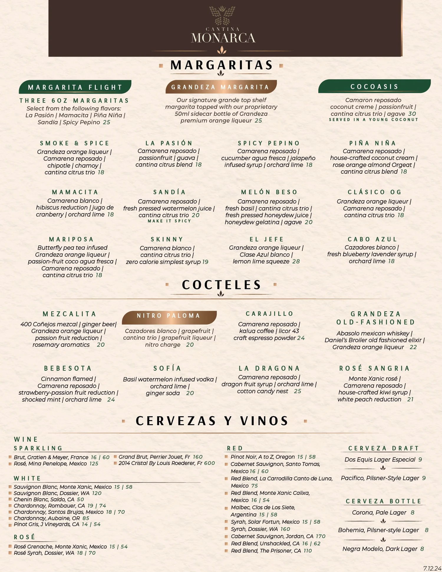 Menus — Cantina Monarca