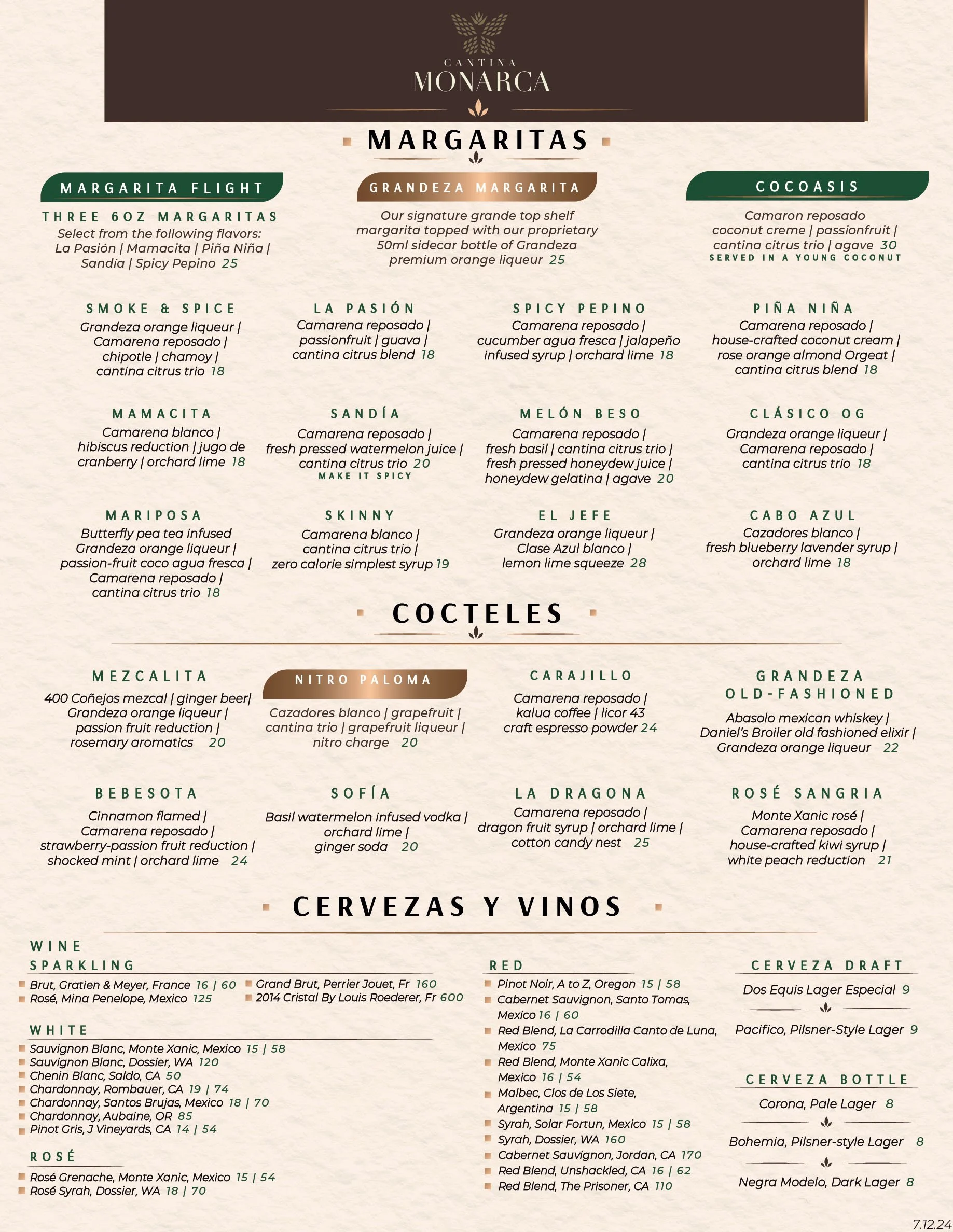 Menus — Cantina Monarca