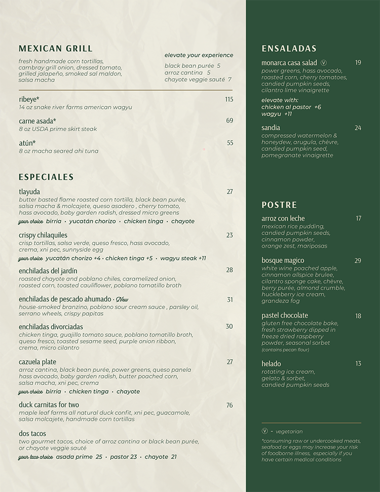 Menus — Cantina Monarca