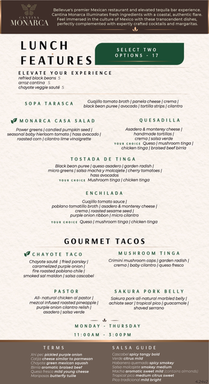 Menus — Cantina Monarca