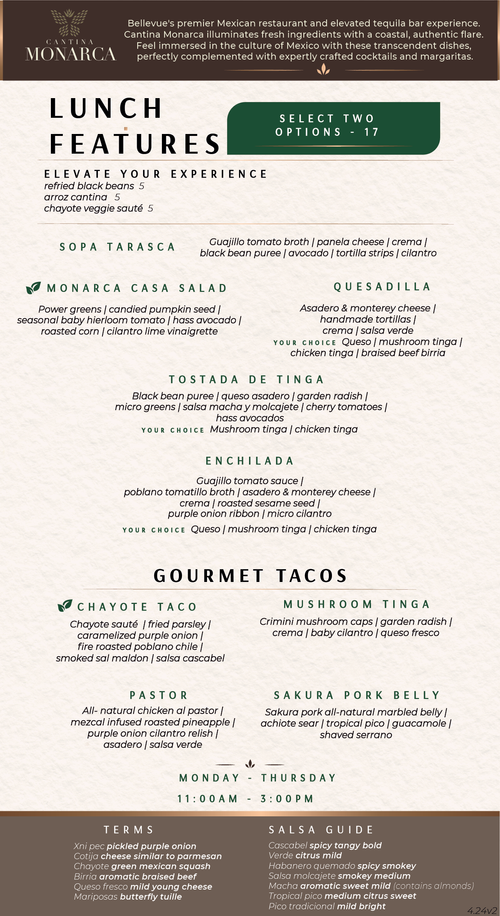 Menus — Cantina Monarca