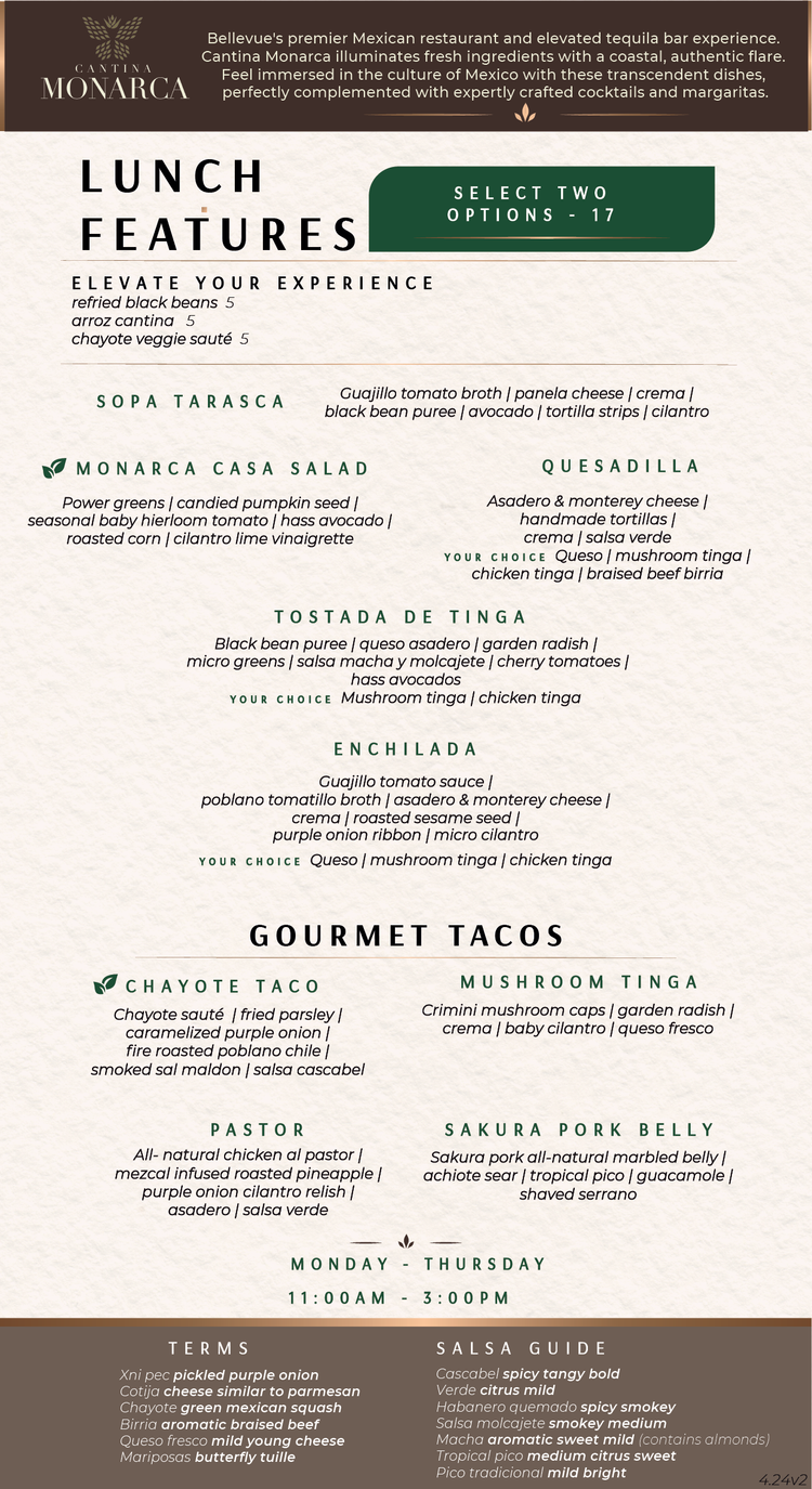 Menus — Cantina Monarca