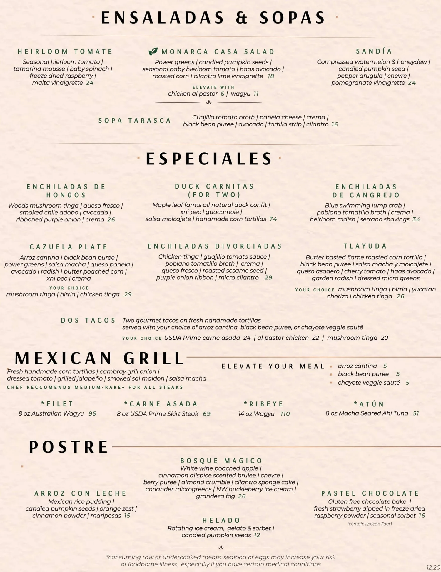 Menus — Cantina Monarca