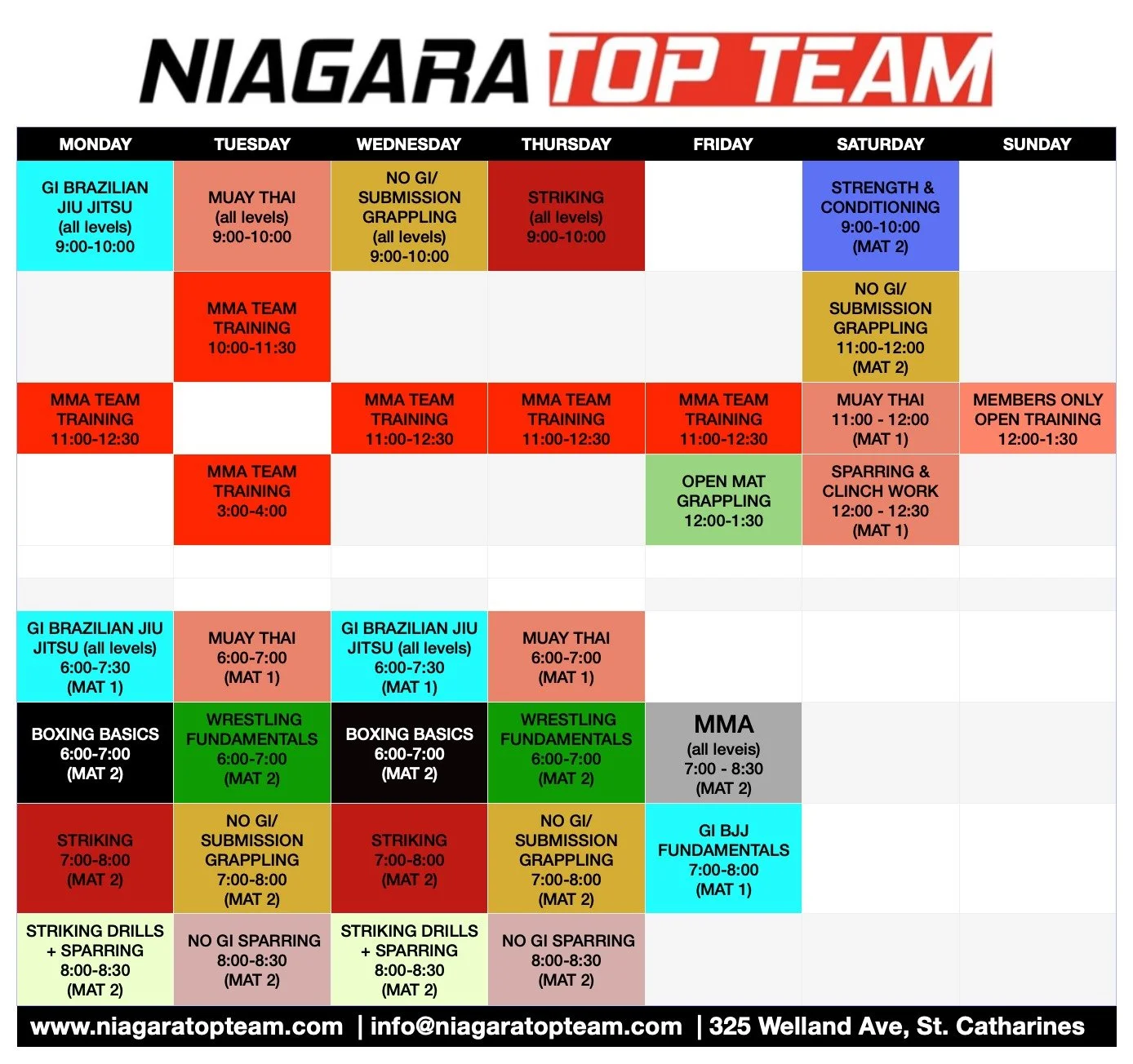 Adults Schedule — Niagara Top Team