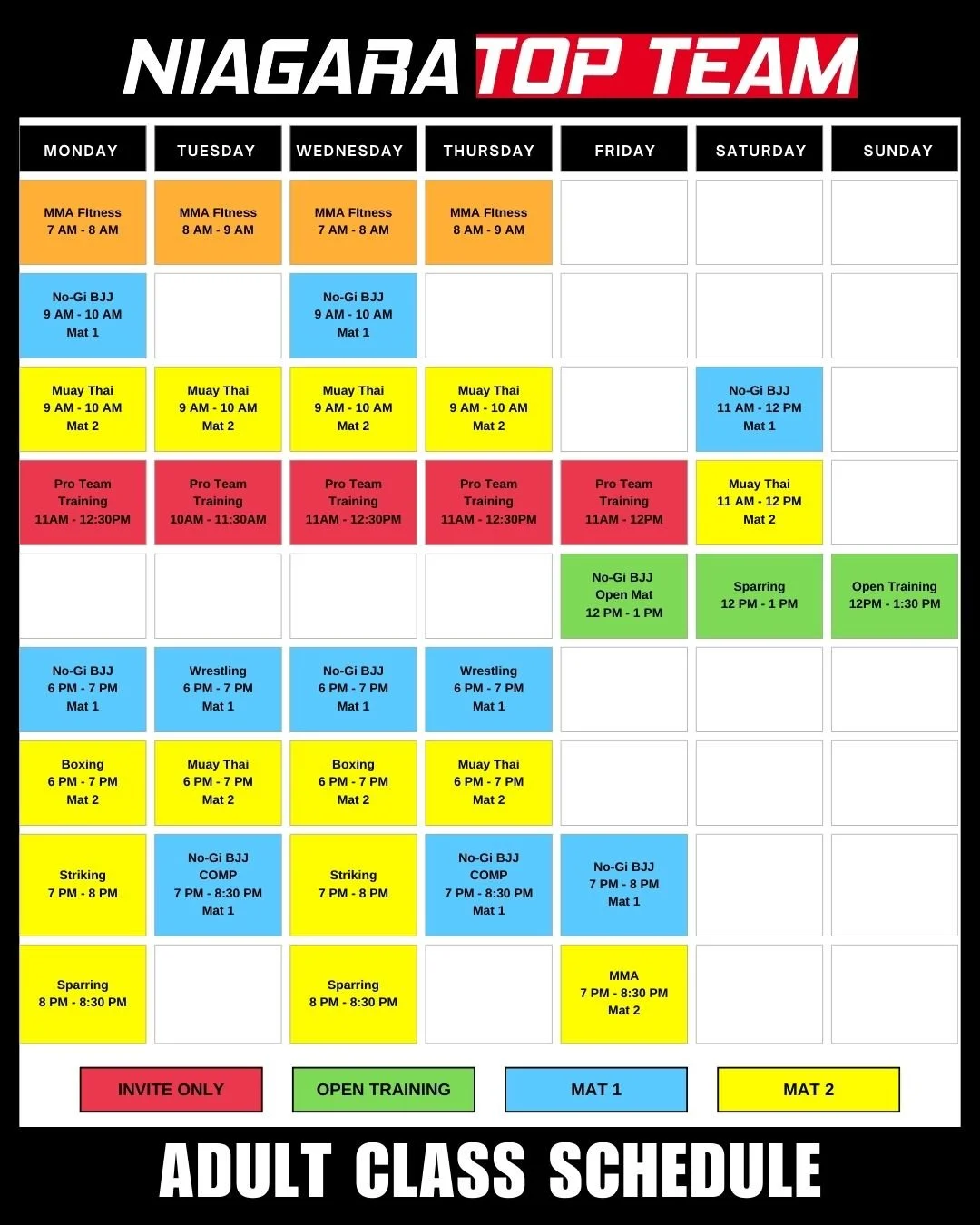 Adults Schedule — Niagara Top Team