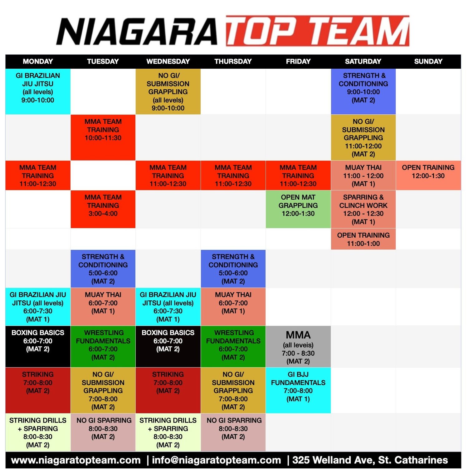 Adults Schedule Niagara Top Team