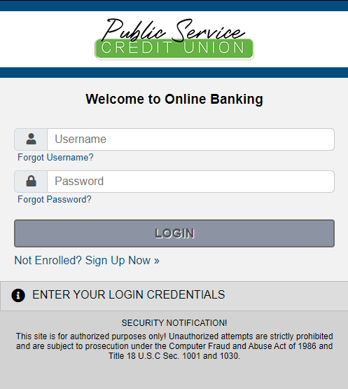 Setting Up Online Banking — Public Service Credit Union