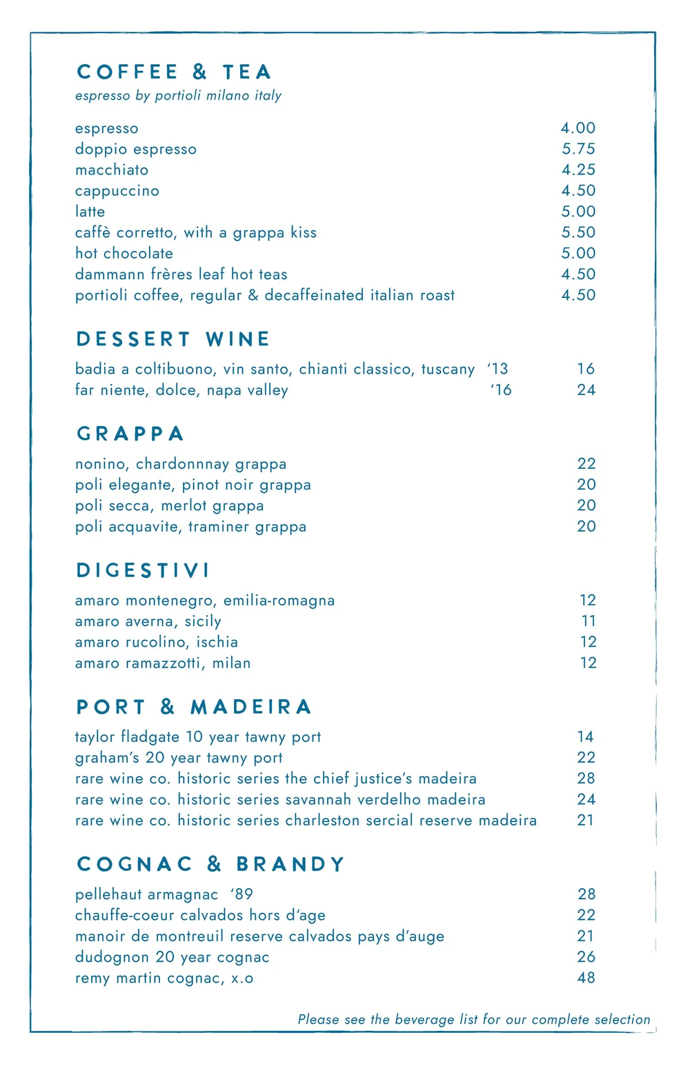 Scala Osteria Dessert Menu — Scala Osteria & Bar