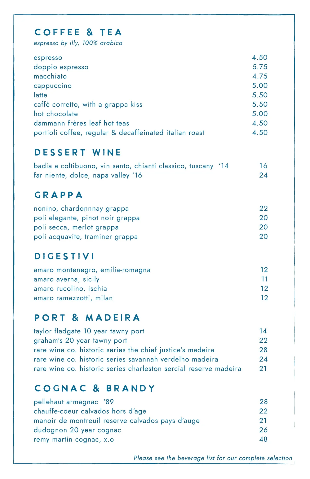 Scala Osteria Dessert Menu — Scala Osteria & Bar