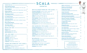 Scala Osteria Late Night Menu — Scala Osteria & Bar