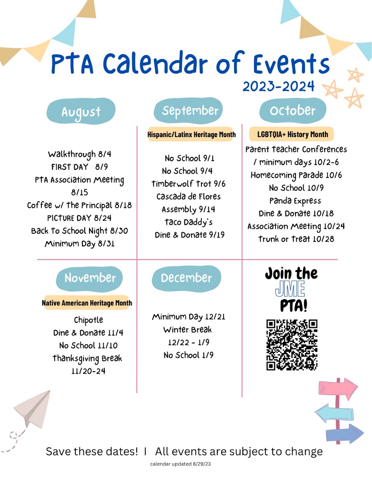 UPCOMING EVENTS — John Muir Elementary PTA