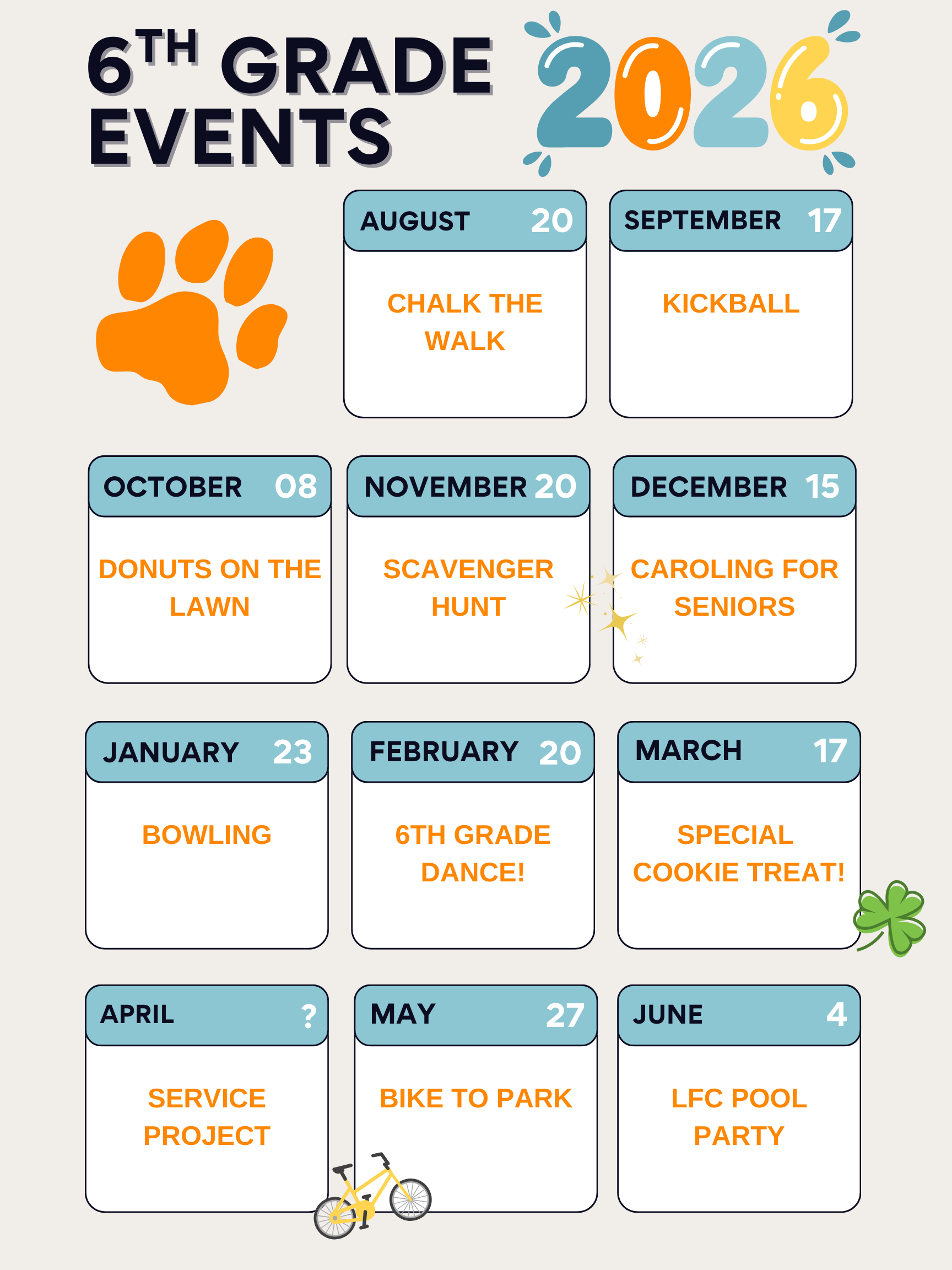 6th grade Activities — Cossitt PTC