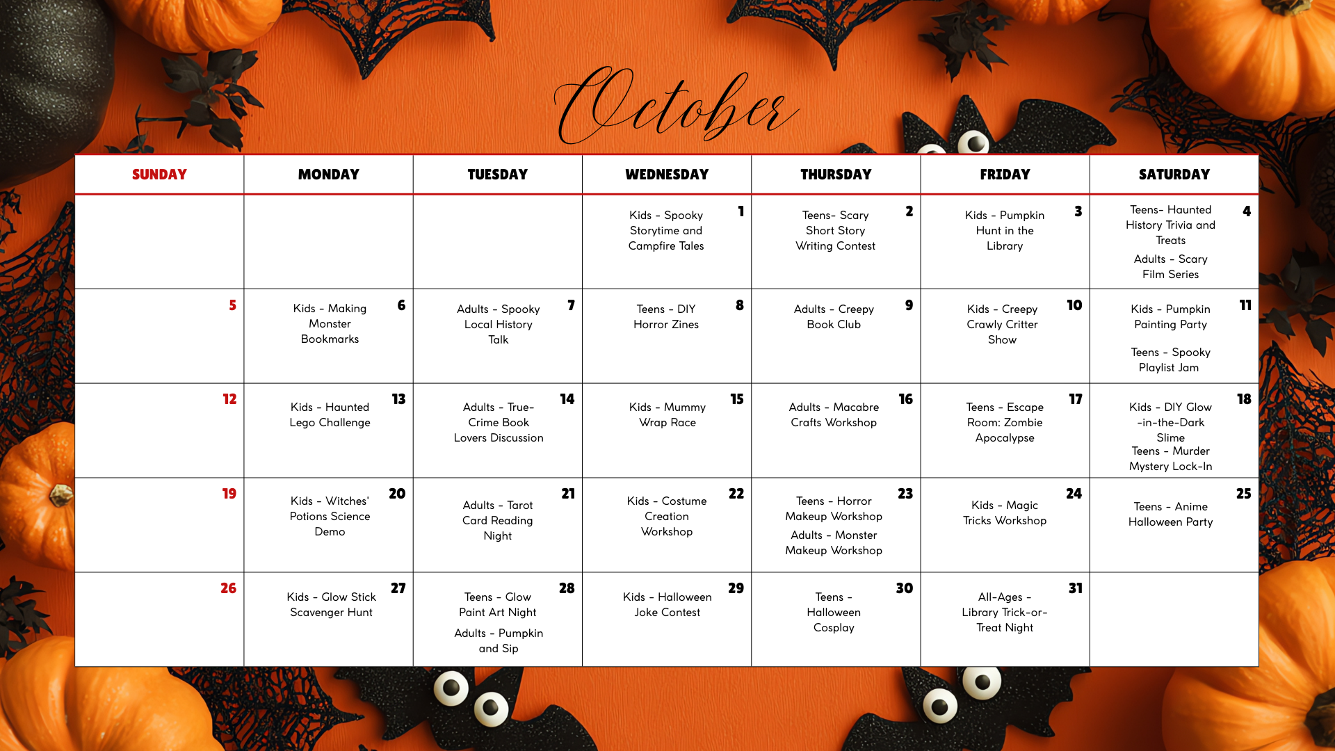 October Activities For All-Ages — Librariand